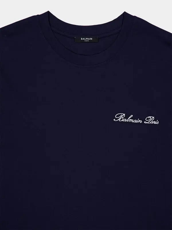 Balmain Marine Embroidered Signature T-shirt