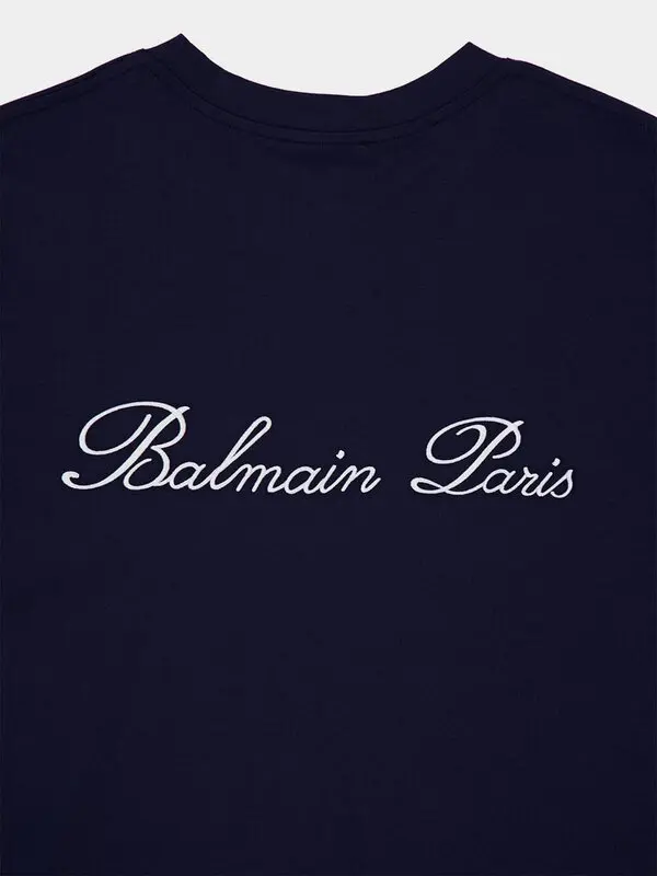 Balmain Marine Embroidered Signature T-shirt