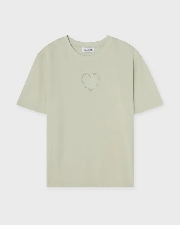 CLOEYS T-shirt With Heart Cutout - Mintgrön