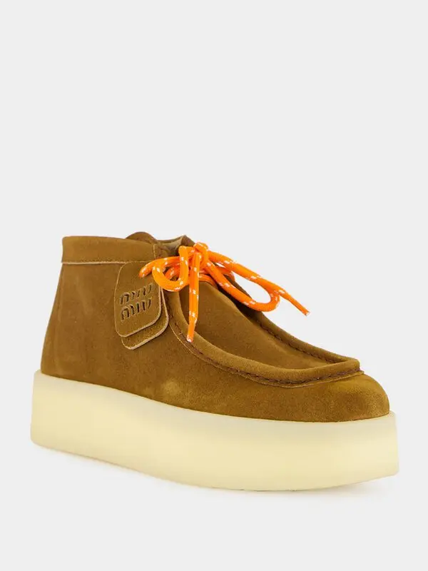 Miu Miu Platform Suede Ankle Boots - Brown