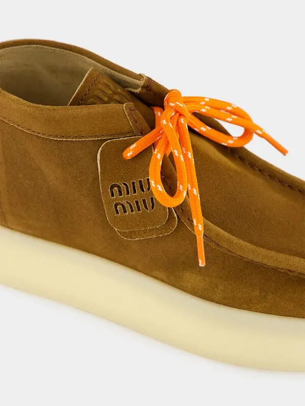 Miu Miu Platform Suede Ankle Boots - Brown