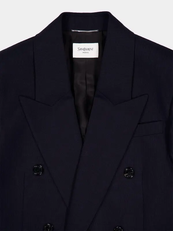 Saint Laurent Double-breasted Wool Jacket - Blue