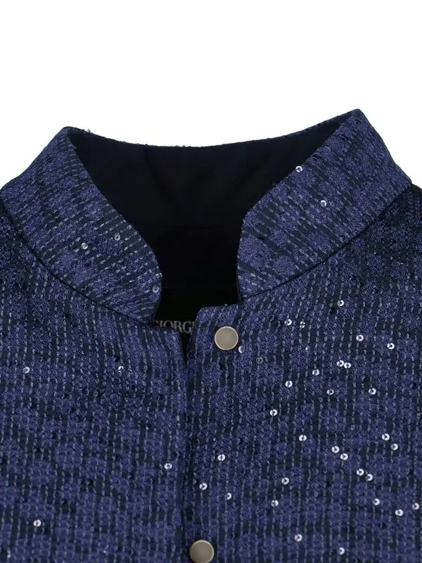 Giorgio Armani Single-breasted Sequined Jacket - Blue