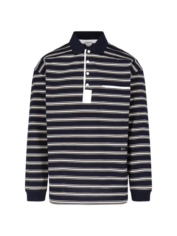 Bottega Veneta Striped Polo - Blue