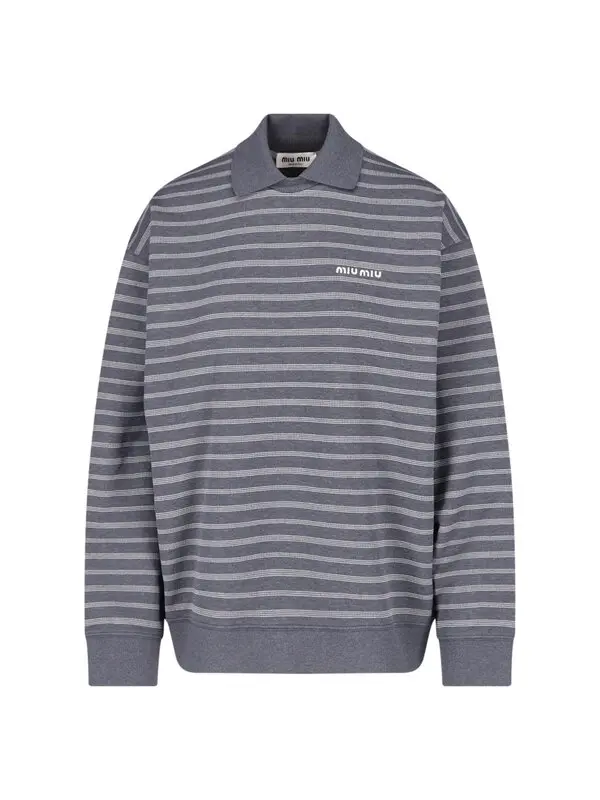 Bottega Veneta Striped Polo - Gray