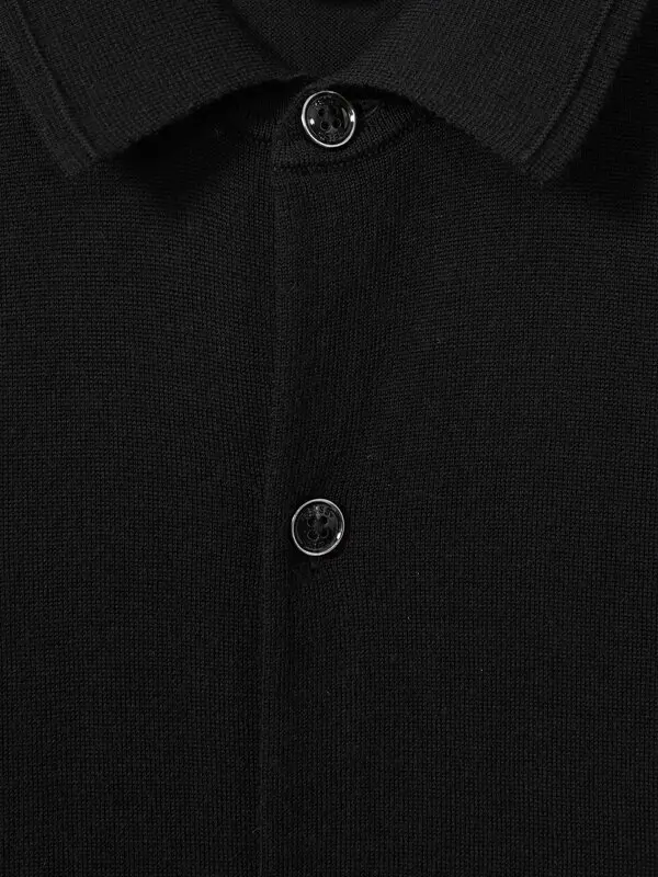 REISS Forbes Merino Wool Button-through Cardigan - Black