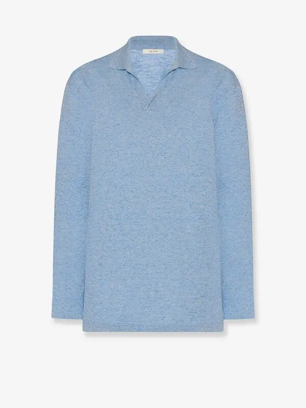 THE ROW Niosa Cotton And Linen Polo - Blue