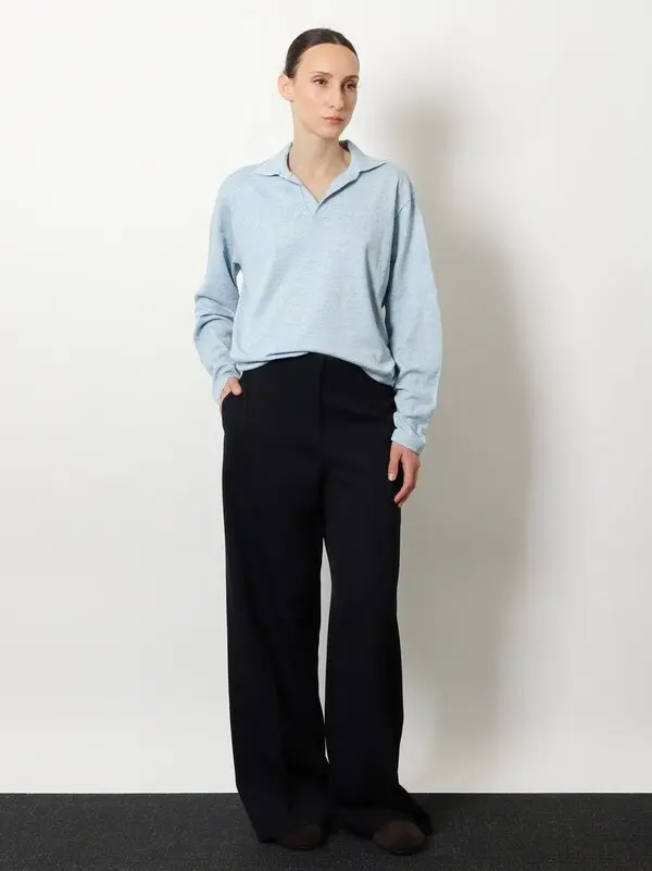 THE ROW Niosa Cotton And Linen Polo - Blue