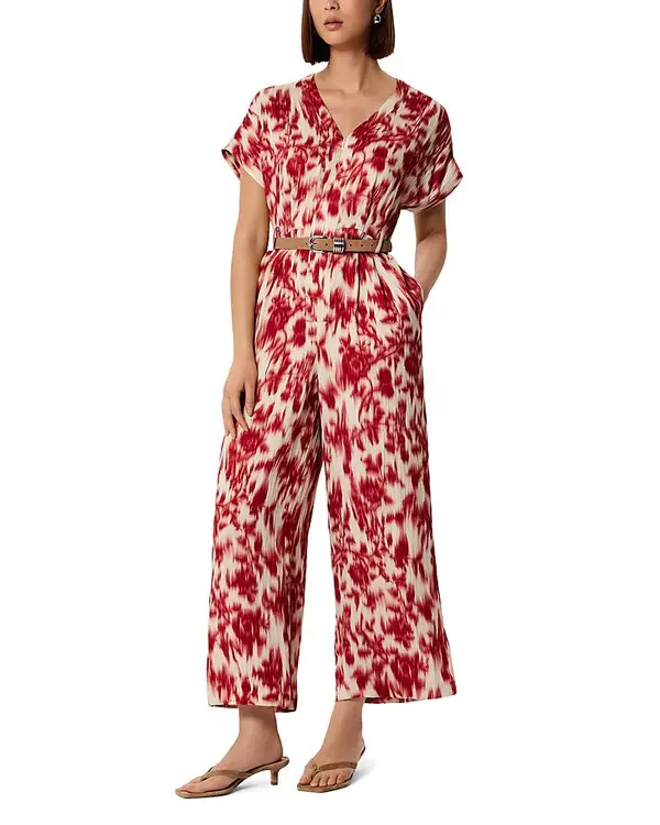 Whistles Floral Belted Jumpsuit - Red/multi