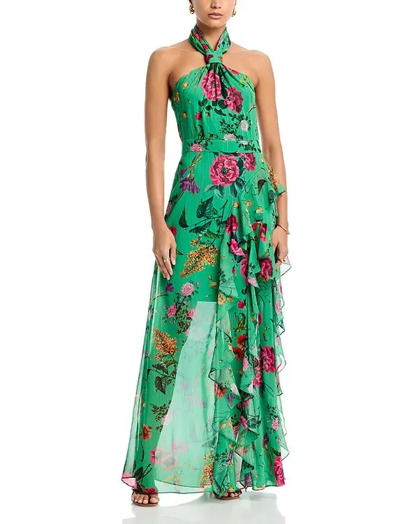 Aqua Halter Maxi Dress