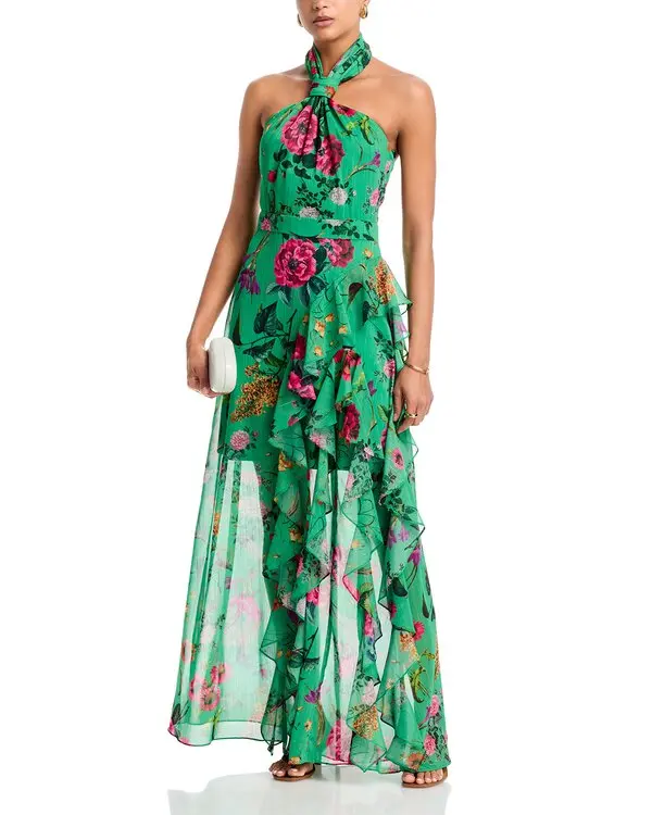 Aqua Halter Maxi Dress