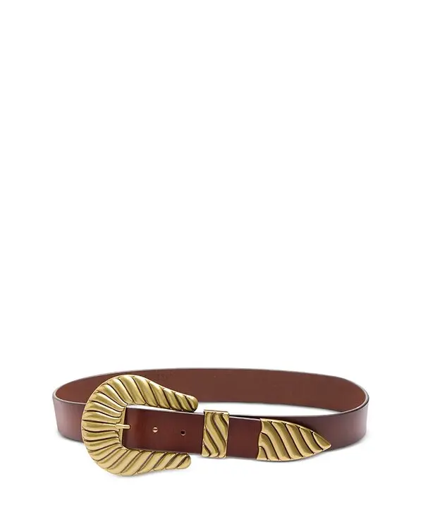 The Great. Big Buckle Leather Belt - Cognac With Brass