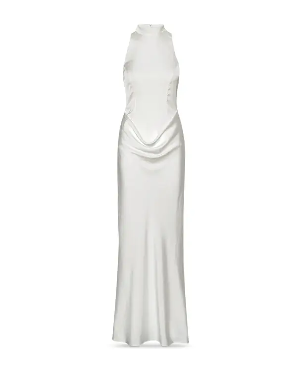 ROTATE BY BIRGER CHRISTENSEN Satin Maxi Train Dress