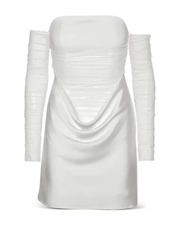 ROTATE BY BIRGER CHRISTENSEN Ruched Mini Dress - Egret
