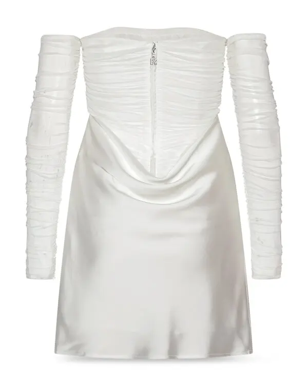 ROTATE BY BIRGER CHRISTENSEN Ruched Mini Dress - Egret