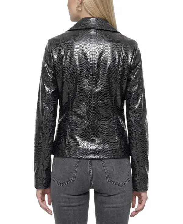 Gorski Metis Suede Python Printed Moto Zip Jacket