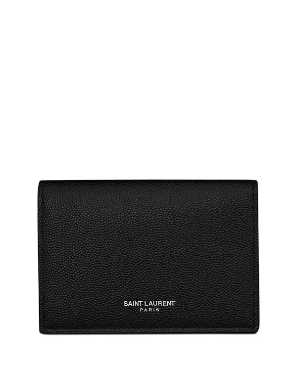 Saint Laurent Paris Business Card Holder With Flap - Black