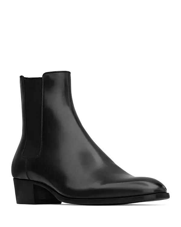 Saint Laurent Wyatt Chelsea Boots - Black Smooth Leather