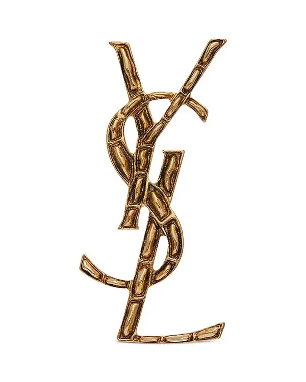 Saint Laurent Cassandre Crocodile Brooch - Gold