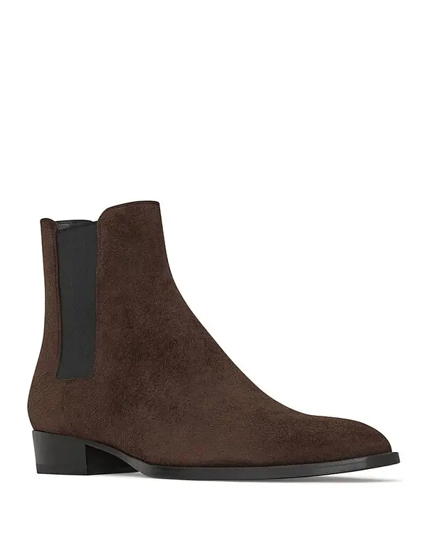 Saint Laurent Wyatt Chelsea Boots - Dark Chocolate Suede