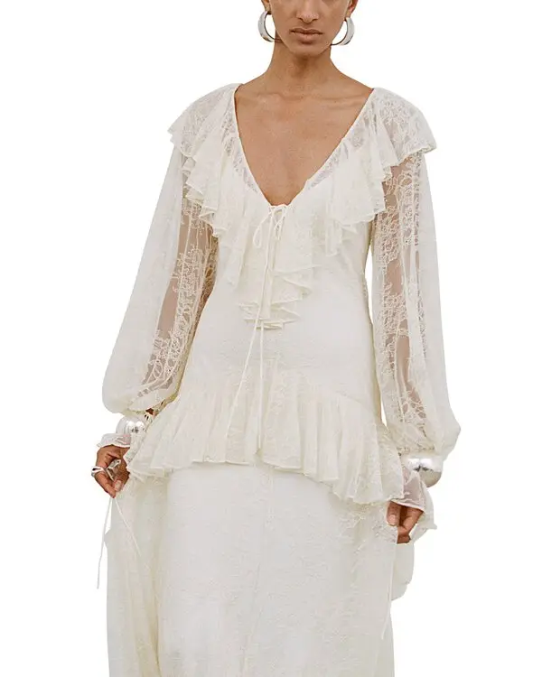 DE LA VALI Esen Lace Maxi Dress - Ivory