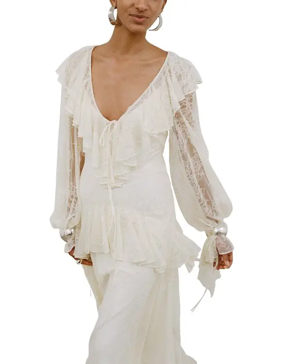 DE LA VALI Esen Lace Maxi Dress - Ivory