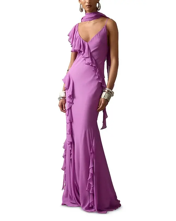 DE LA VALI Mayara Ruffle Maxi Dress - Magenta
