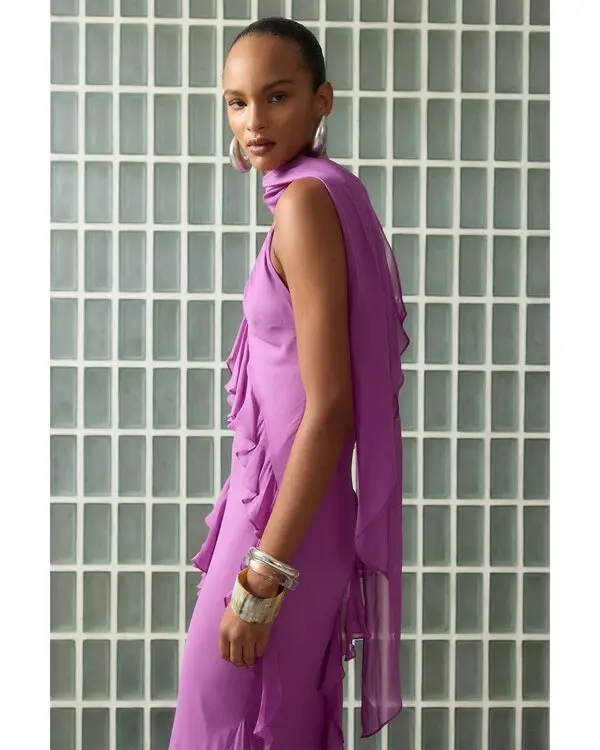 DE LA VALI Mayara Ruffle Maxi Dress - Magenta