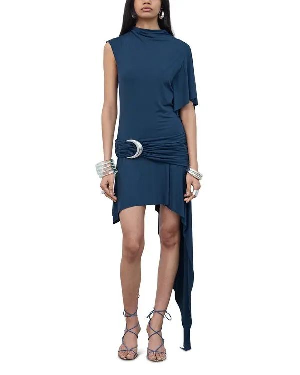 DE LA VALI Titan Asymmetric Mini Dress - Midnight
