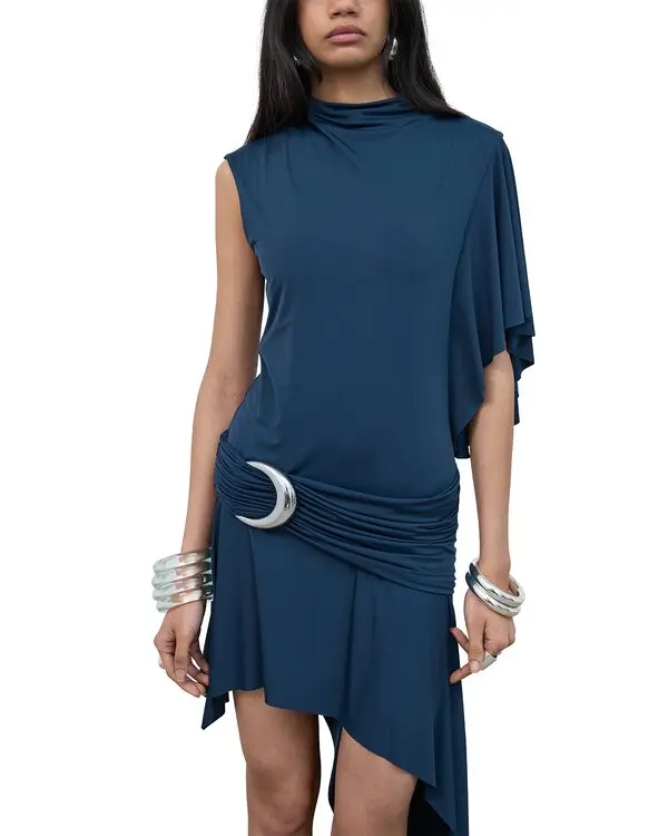 DE LA VALI Titan Asymmetric Mini Dress - Midnight