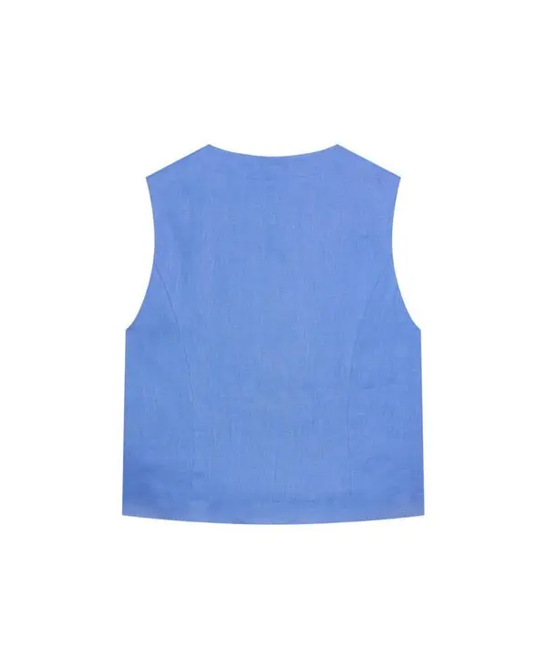 Mint Velvet Linen Military Detail Top - Blue