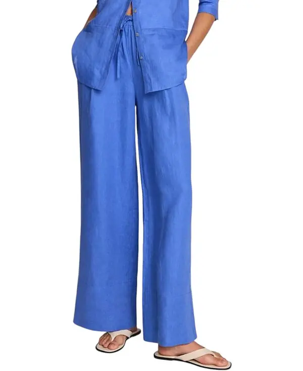 Mint Velvet Linen Wide Leg Trousers - Blue