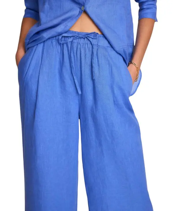 Mint Velvet Linen Wide Leg Trousers - Blue