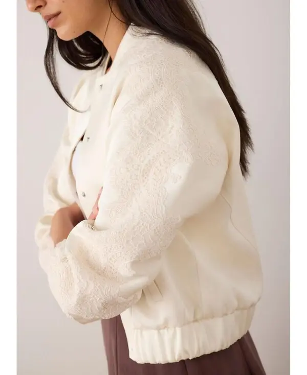 Mint Velvet Satin Lace Trim Bomber Jacket