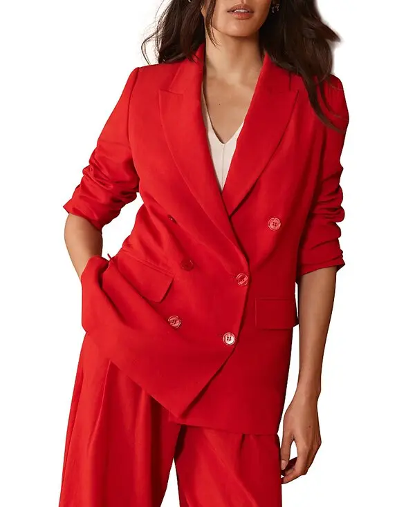 Mint Velvet Double Breasted Blazer - Red