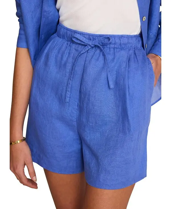 Mint Velvet Linen Drawstring Shorts - Blue