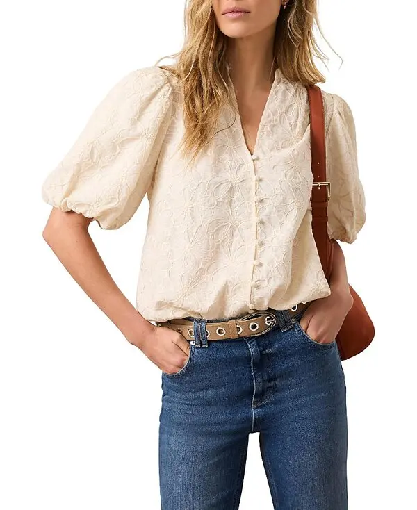 Mint Velvet Cotton Textured Floral Top