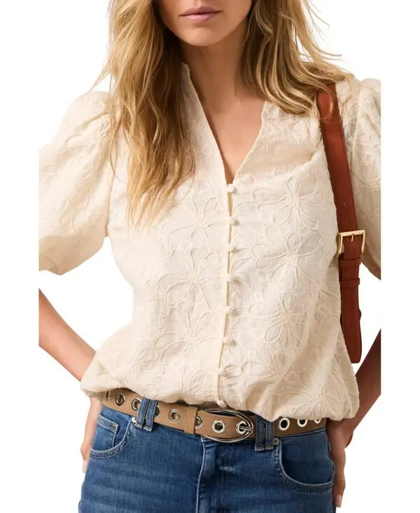 Mint Velvet Cotton Textured Floral Top