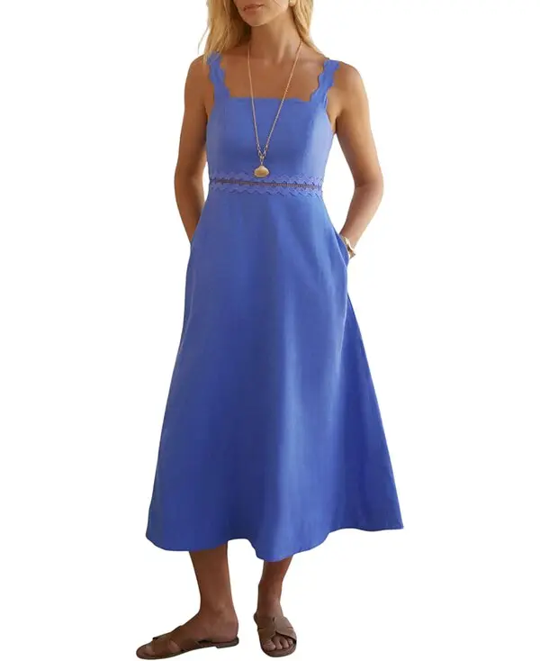 Mint Velvet Linen Midi Dress - Blue