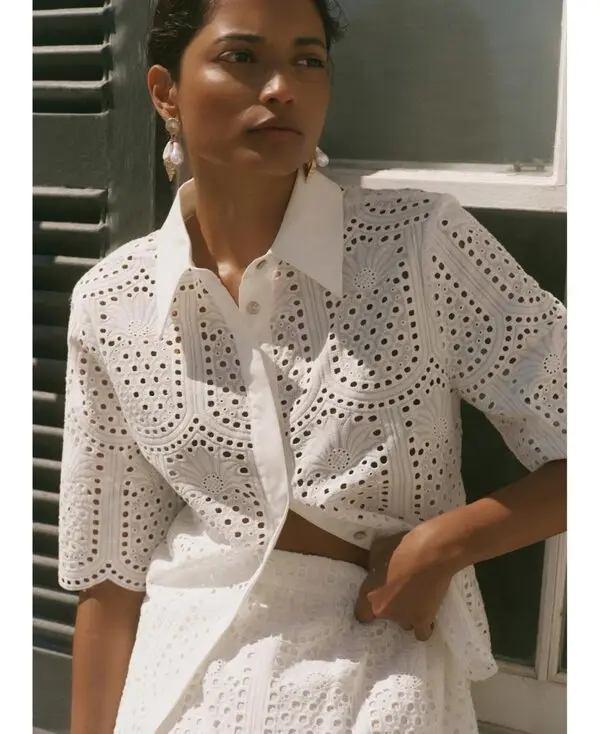 Mint Velvet Cotton Broderie Shirt