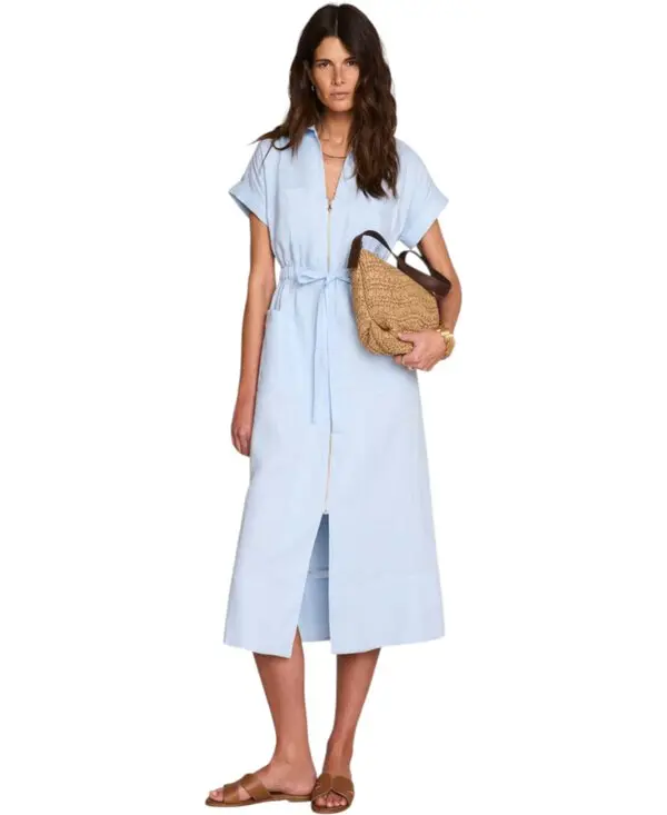Mint Velvet Linen Midi Shirt Dress - Blue
