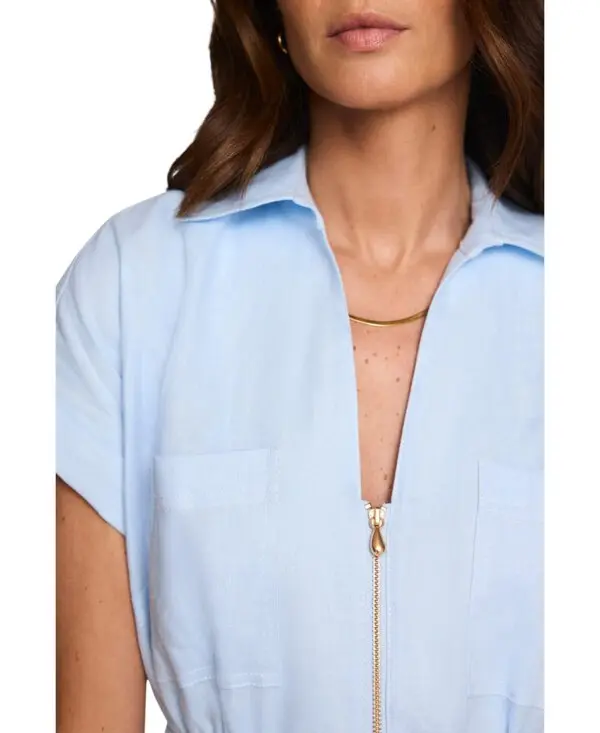 Mint Velvet Linen Midi Shirt Dress - Blue