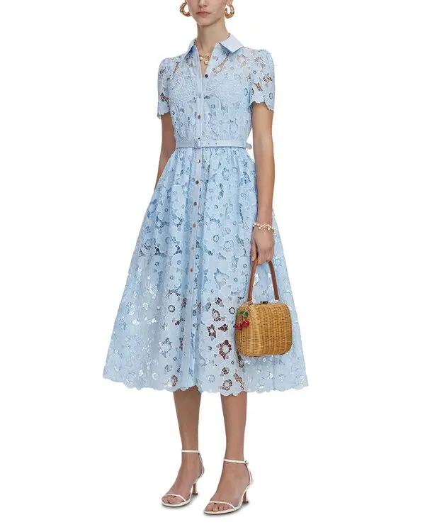 SELF-PORTRAIT Lace Collared Midi Dress