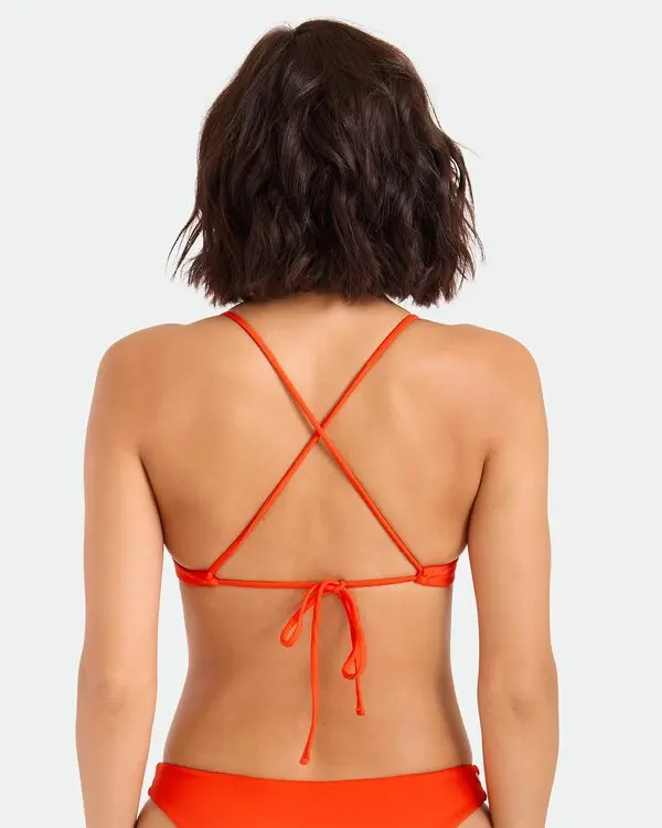 Volcom V-neck Twist Bralette Bikini Top - Persimmon