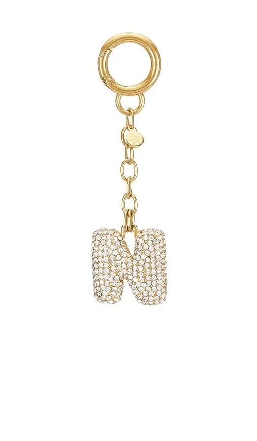 PETIT MOMENTS Bubble Initial Pave Keychain - Gold