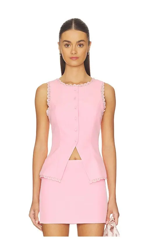 MORE TO COME Monica Sleeveless Top With Lace Trim