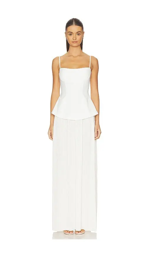 NOOKIE Darling Maxi Dress Corset Bodice And Pleated Skirt - Ivory