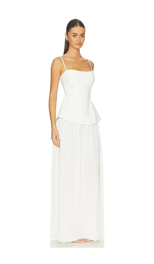 NOOKIE Darling Maxi Dress Corset Bodice And Pleated Skirt - Ivory
