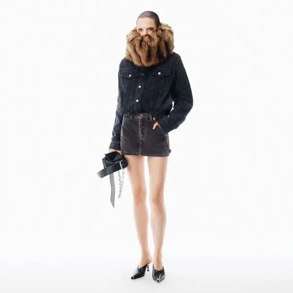 Alexander Wang Flocked Carpenter Skort - Weathered Grey