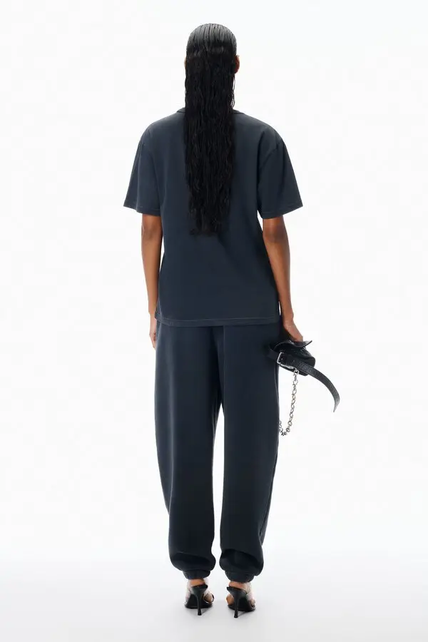 Alexander Wang Crystal Hotfix Jersey Tee - Washed Black
